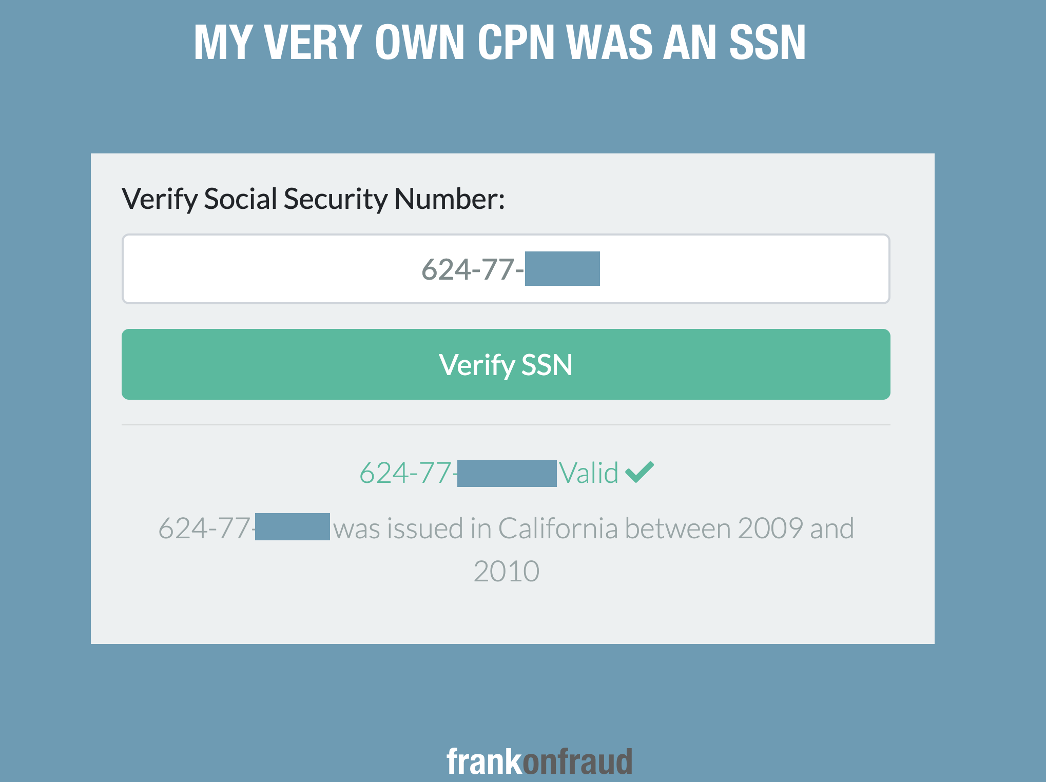 I Bought a "Legal" CPN - Here's What Happened. - Frank on Fraud